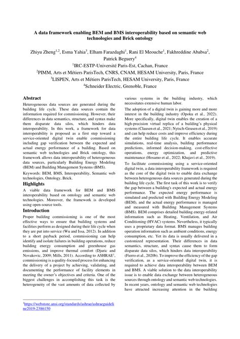 pdf a data framework enabling bem and bms interoperability based on semantic web technologies