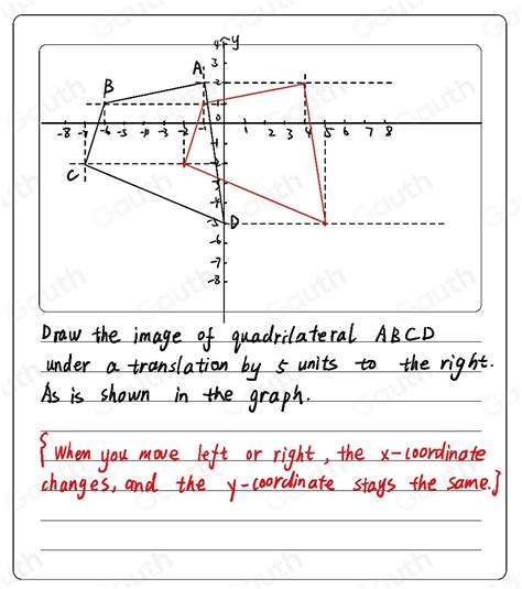 solved draw the image of quadrilateral abcd under a translation by 5 units to the right 3 [math]