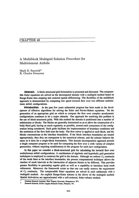 pdf a multiblock multigrid solution procedure for multielement airfoils