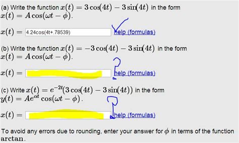 solved write the function x t 3 cos 4t 3 sin 4t in