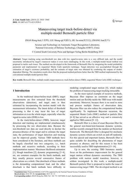 pdf maneuvering target track‐before‐detect via multiple‐model bernoulli particle filter