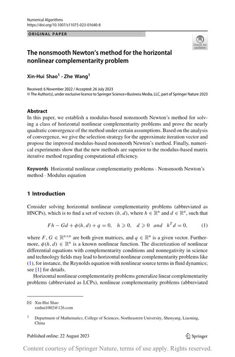 the nonsmooth newton s method for the horizontal nonlinear complementarity problem