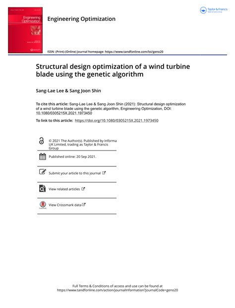 pdf structural design optimization of a wind turbine blade using the genetic algorithm