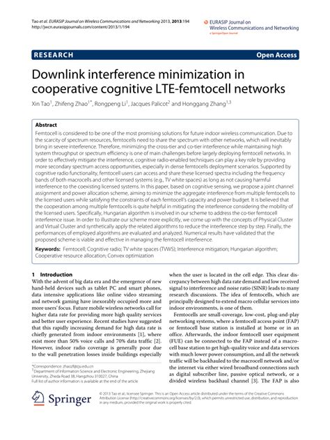 pdf downlink interference minimization in cognitive lte femtocell networks