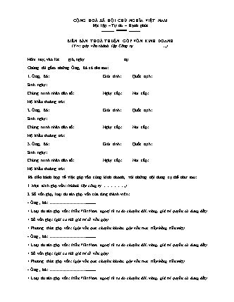 Biên bản thỏa thuận góp vốn thành lập công ty