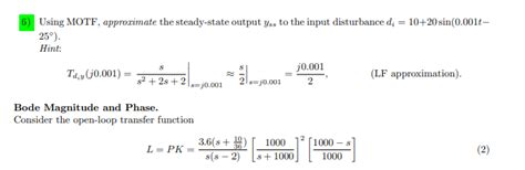 solved 6 using motf approximate the steady state output