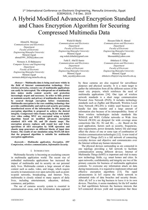 pdf a hybrid modified advanced encryption standard and chaos encryption algorithm for securing