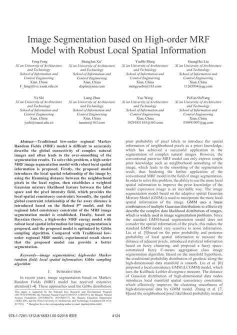 pdf image segmentation based on high order mrf model with robust local spatial information