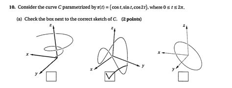 solved consider the curve c parametrized by r t cost