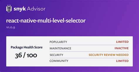 React Native Multi Level Selector Npm Package Snyk
