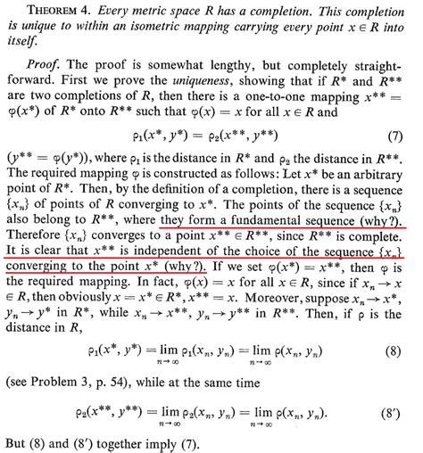 cauchy sequences every metric space r has a unique completion such that phi x x for x