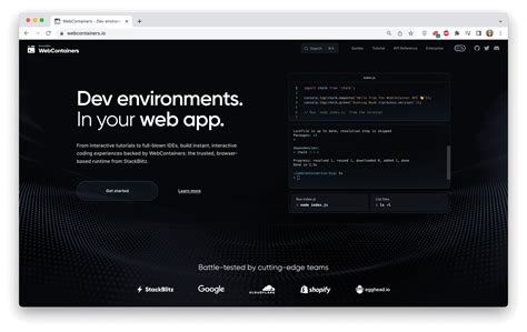 WebContainer API StackBlitz Docs