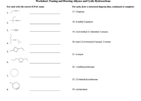 Alkene Iupac Naming Practice Worksheets