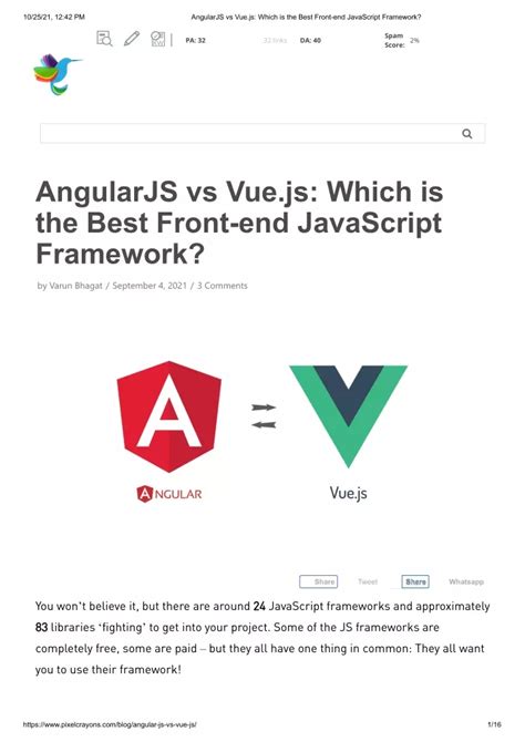 ppt angularjs vs vue js which is the best front end javascript framework powerpoint