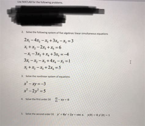 solved use matlab for the following problems 2 solve the