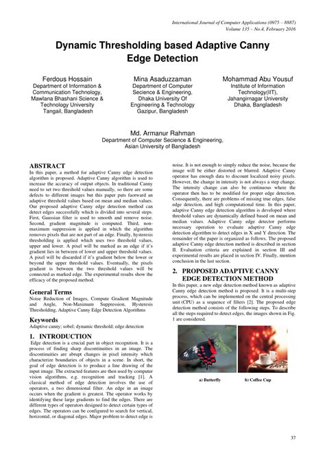 pdf dynamic thresholding based adaptive canny edge detection