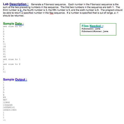 solved lab description generate a fibonacci sequence each