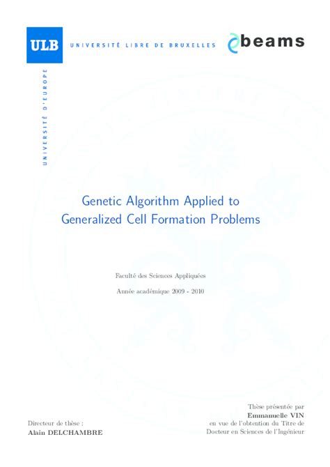 pdf genetic algorithm applied to generalized cell formation problems emmanuelle vin