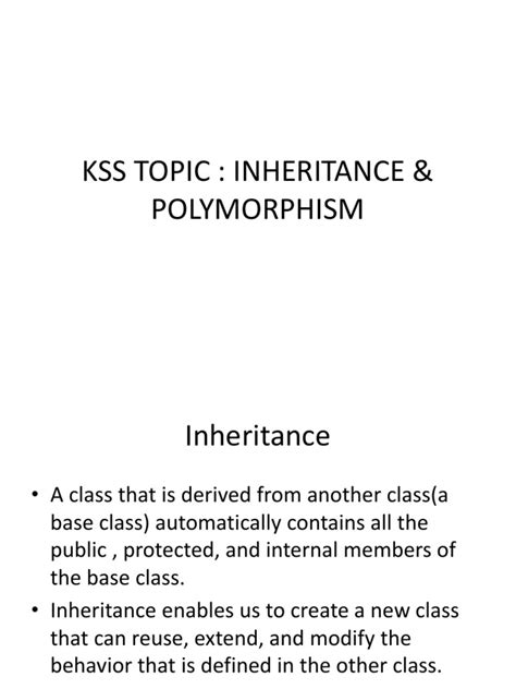 kss topic inheritance and polymorphism pdf