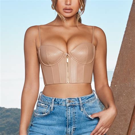 Oh Polly Zip Into Shape Faux Leather Underwired Depop