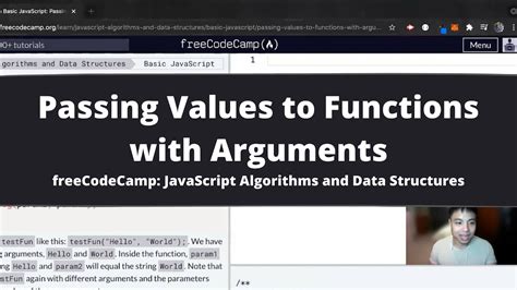 passing values to functions with arguments basic javascript freecodecamp tutorial youtube