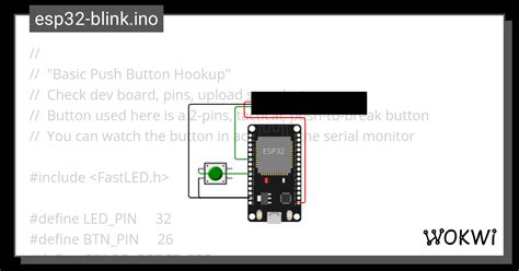 17 push button with led blink esp32 wokwi esp32 stm32 arduino simulator