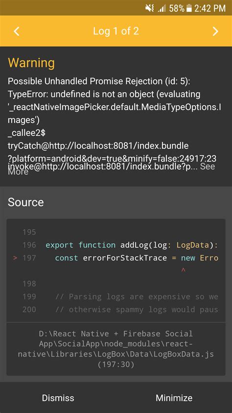 unhandled promise rejection typeerror undefined is not object mediatypes imagepicker mediatypes