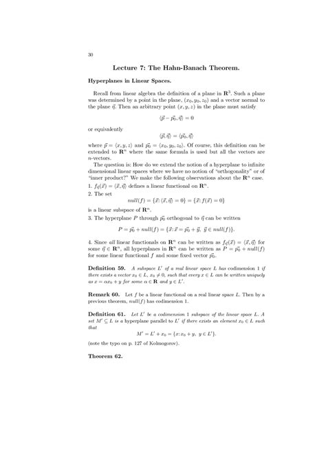 the hahn banach theorem lecture notes math 675 docsity