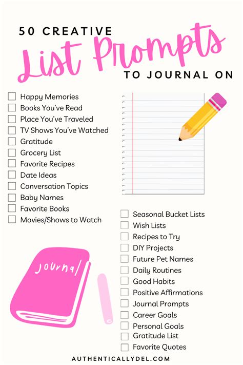 50 Creative Lists To Make In Your Journal Journal Lists Writing