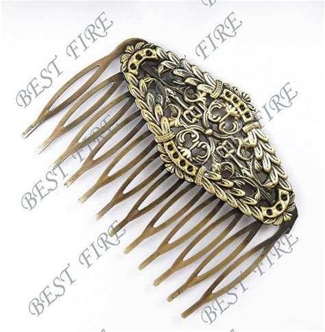 2 Pcs Of Antique Brass Bobby Pins Hair Comb Pad 50x65 Mm Etsy Bobby Pin Hairstyles Bobby