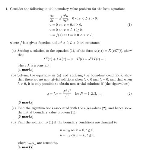 solved 1 consider the following initial boundary value