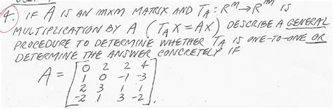solved if a is an mxm matrix and ta r m rightarrow r m is