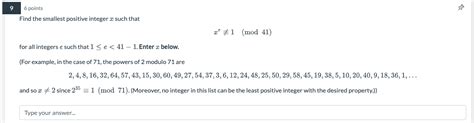 solved 6 points find the smallest positive integer x such