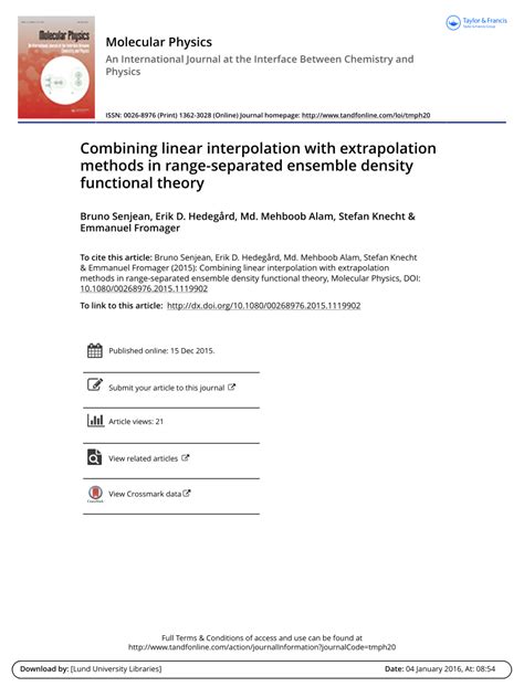 pdf combining linear interpolation with extrapolation methods in range separated ensemble