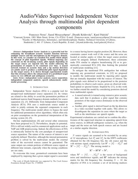 pdf audio video supervised independent vector analysis through multimodal pilot dependent