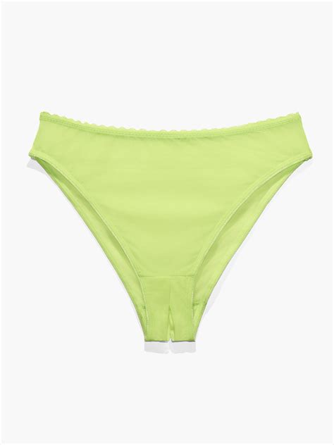 Mesh Crotchless High Leg Bikini In Green Savage X Fenty