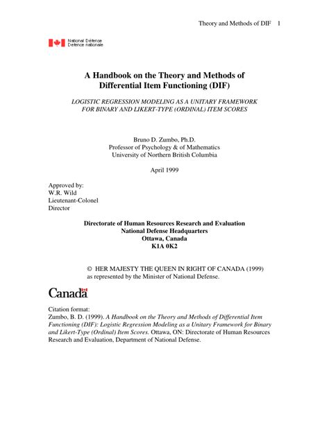 pdf a handbook on the theory and methods of differential item functioning dif