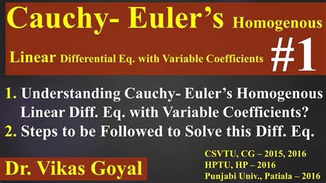 cauchy euler s homogeneous linear differential equation 1 with variable coefficients imp