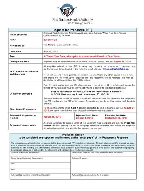 Fillable Online REQUEST FOR PROPOSALS RFP Preliminary Analysis Fax