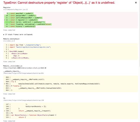 TypeError Cannot Destructure Property Register Of Object