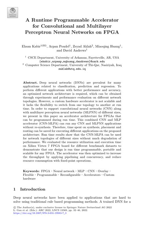 pdf a runtime programmable accelerator for convolutional and multilayer perceptron neural