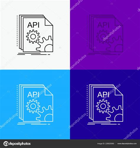 Api App Coding Developer Software Icon Various Background Line Style Stock Vector Image By