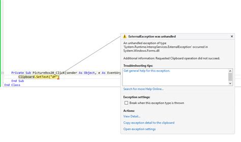VB NET Copy To Clipboard Error Stack Overflow