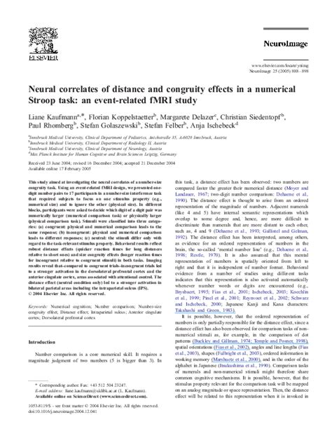 pdf neural correlates of distance and congruity effects in a numerical stroop task an event