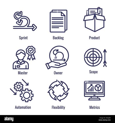 Agile Scrum Process Development With Icon Set Stock Vector Image Art