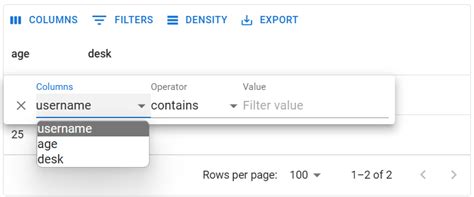 Data Grid Do Not Show Hidden Column Fields In The Filter Panel