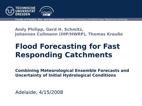 pdf flood forecasting for fast responding catchments