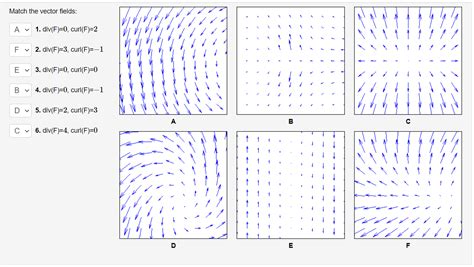 solved match the vector fields 1 div f 0 curl f 2 2