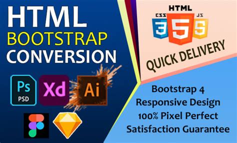 convert psd pdf to html responsive website with bootstrap 4 by nt sumon fiverr
