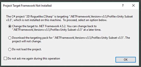 Unity 5 3 1 And Visual Studio 2015 Project Target Framework Not